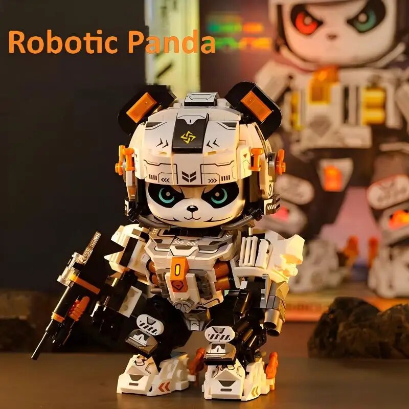 Механические строительные блоки животные 12 в 1 Белый, with box, Panda