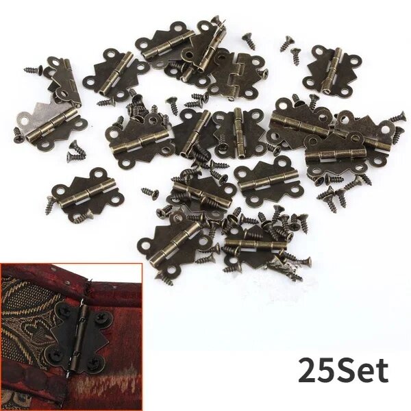 25 компл, 20*25 мм, 4 отверстия, петли-бабочки, античная бронза, ящик для шкафа, ювелирные изделия, деревянная коробка, винный шкаф, декор, мебель