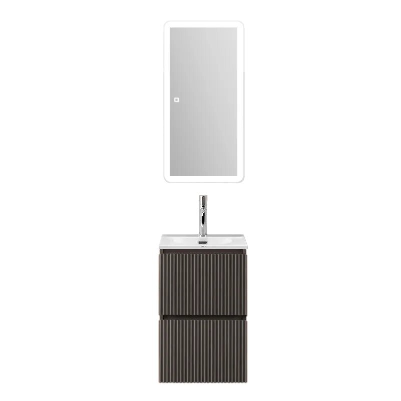Мебель для ванной комнаты BelBagno Uno-mini 40 подвесная, 2 ящика, матовая темно-серая