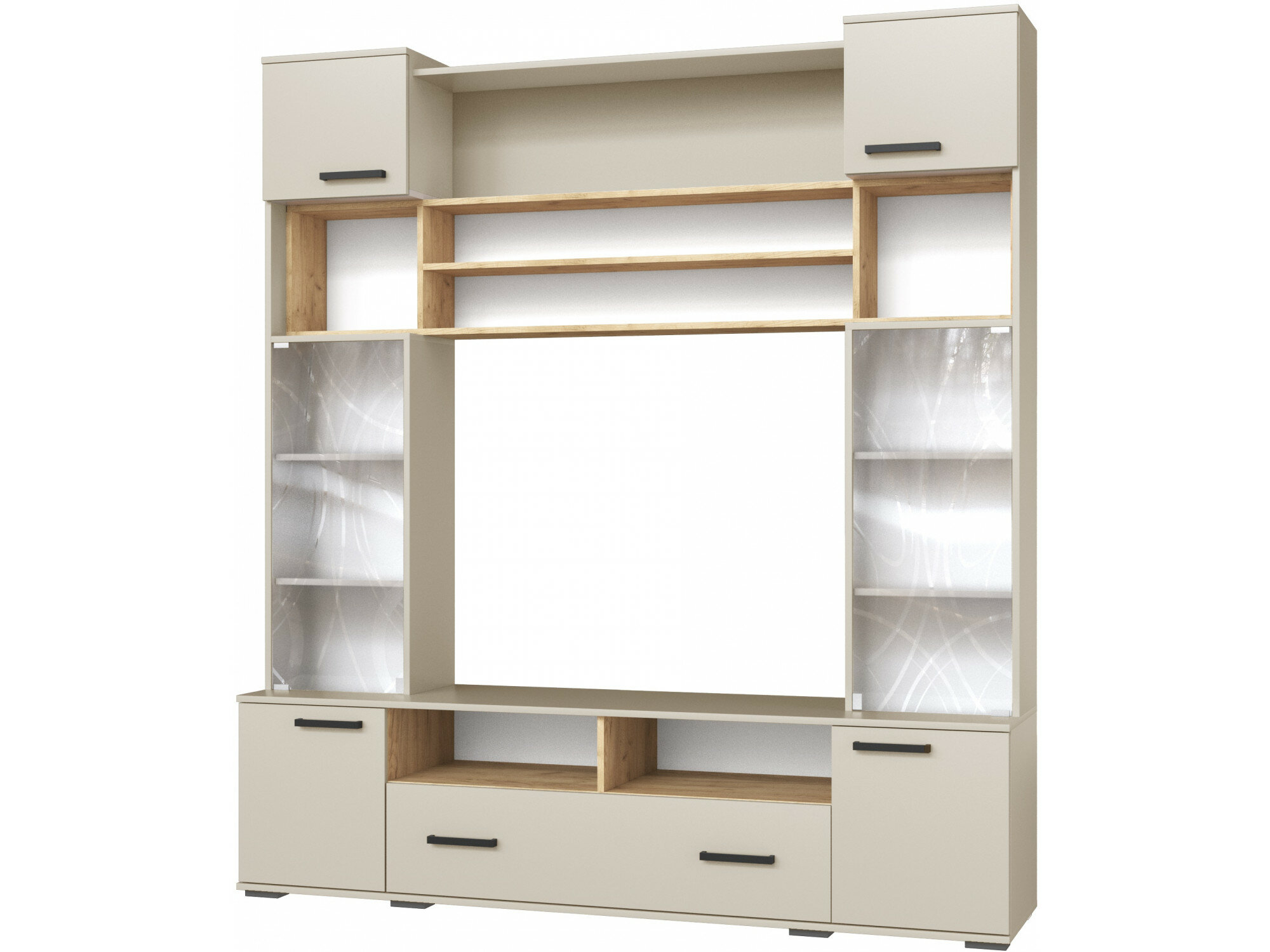 Гостиная в современном стиле, готовая стенка, Кашемир/Крафт золотой