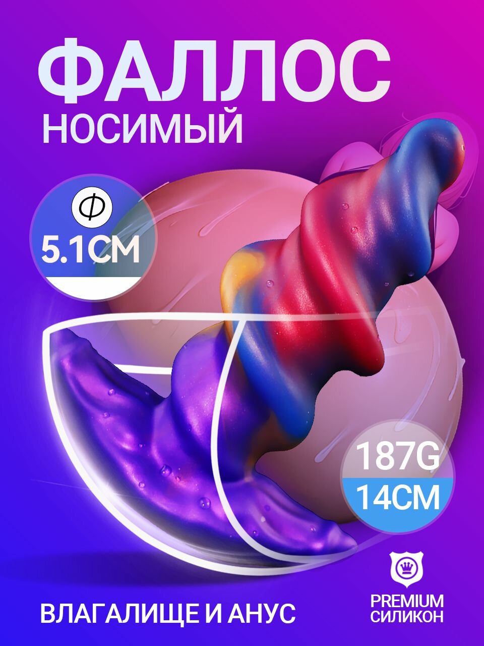 Носимый фантазийный фаллоимитатор для женщин и мужчин, Анальная пробка