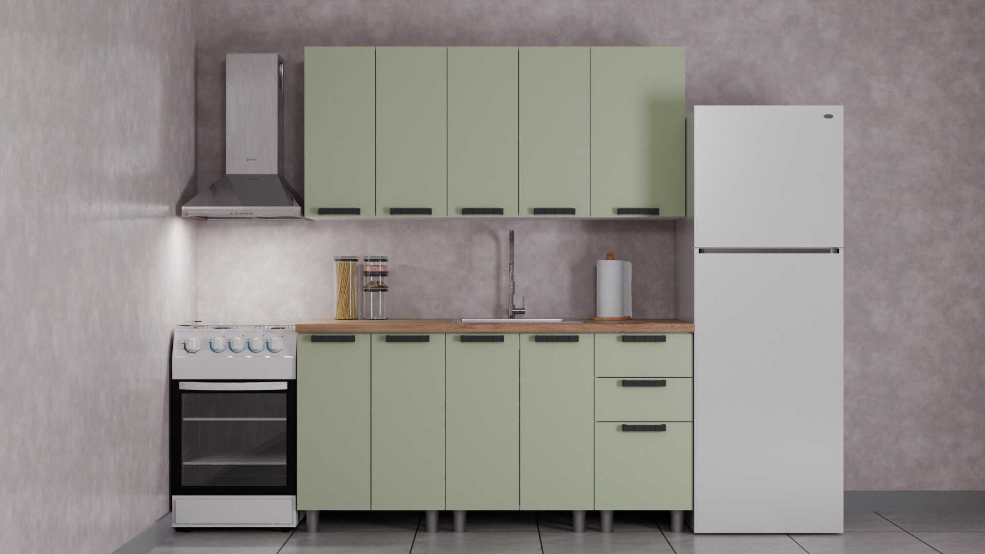 ГК Аленушка 1,6м Лаванда Фиcташка/Фисташка, скоба черный, сонома