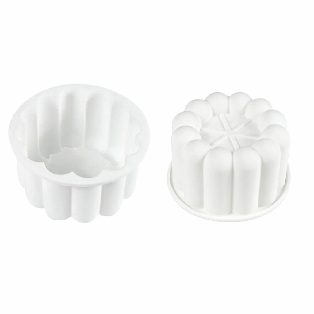 2 шт. Силиконовые формы для муссового торта в форме лепестков цветка, Белый
