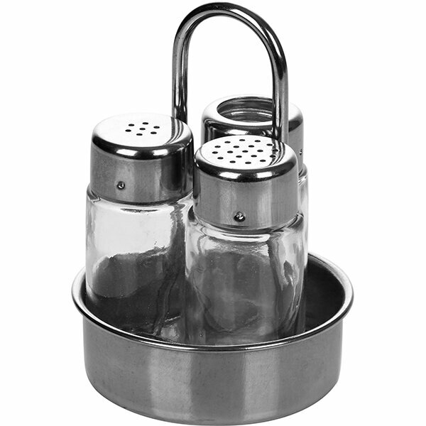 Набор для специй 3 предмета Нова стекло, сталь нержавеющая диаметр=86, высота=120, длина=85, ширина=85 мм