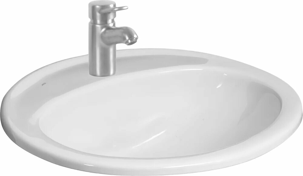 Раковина встраиваемая сверху Roca Adora 327203000 56x47 полувстраиваемая, фарфоровая, раковина для ванной, белая, овальная, со встроенным сливом-переливом