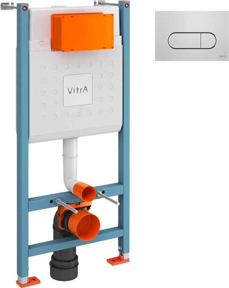 Комплект Инсталляция VitrA V-Fix Core 732-5800-01 / Кнопка Root Round 740-2280 цвет хром