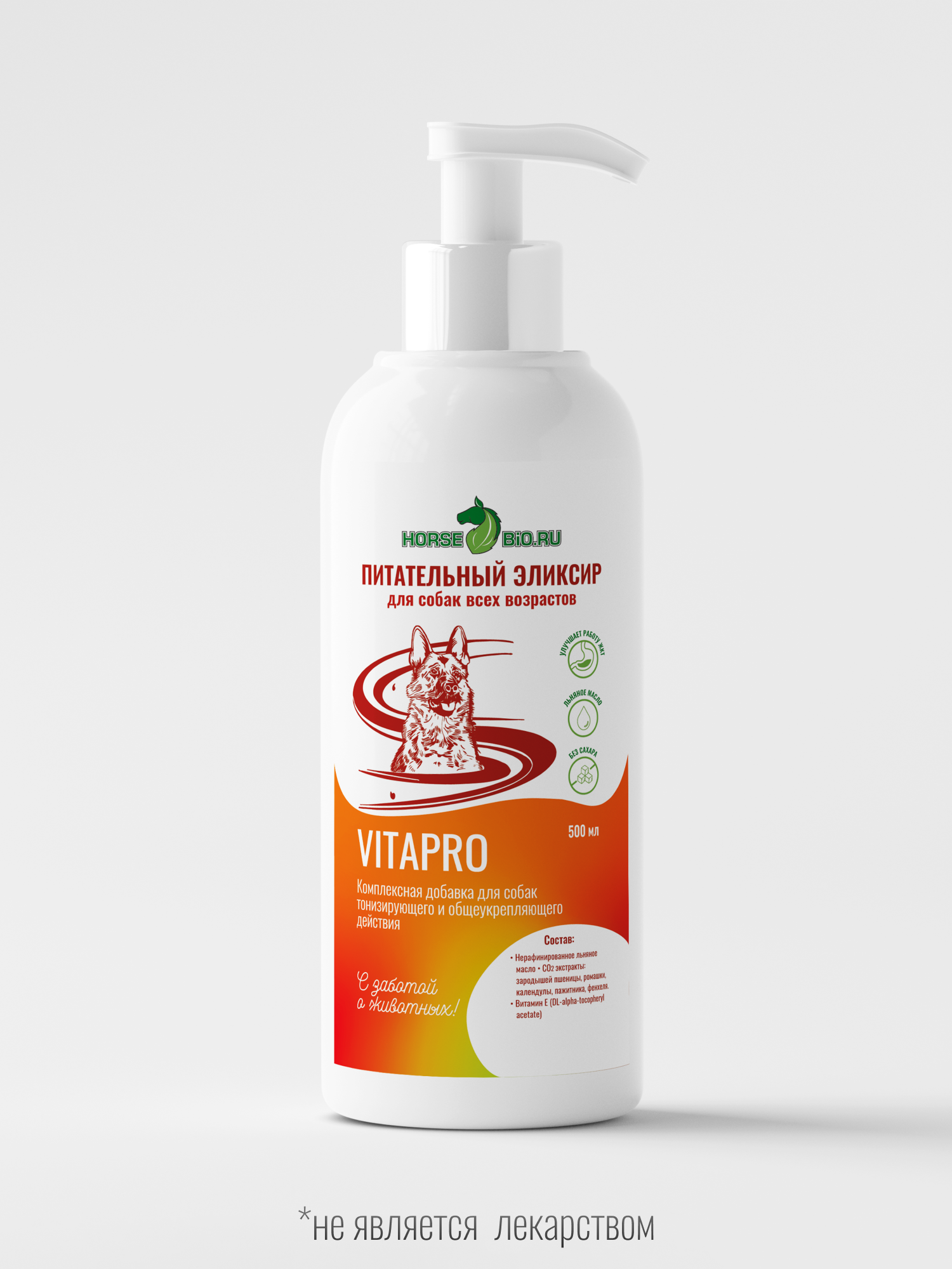 Эликсир питательный Horse-Bio VitaPro на основе льняного масла для собак мелких и средних пород, 500 мл