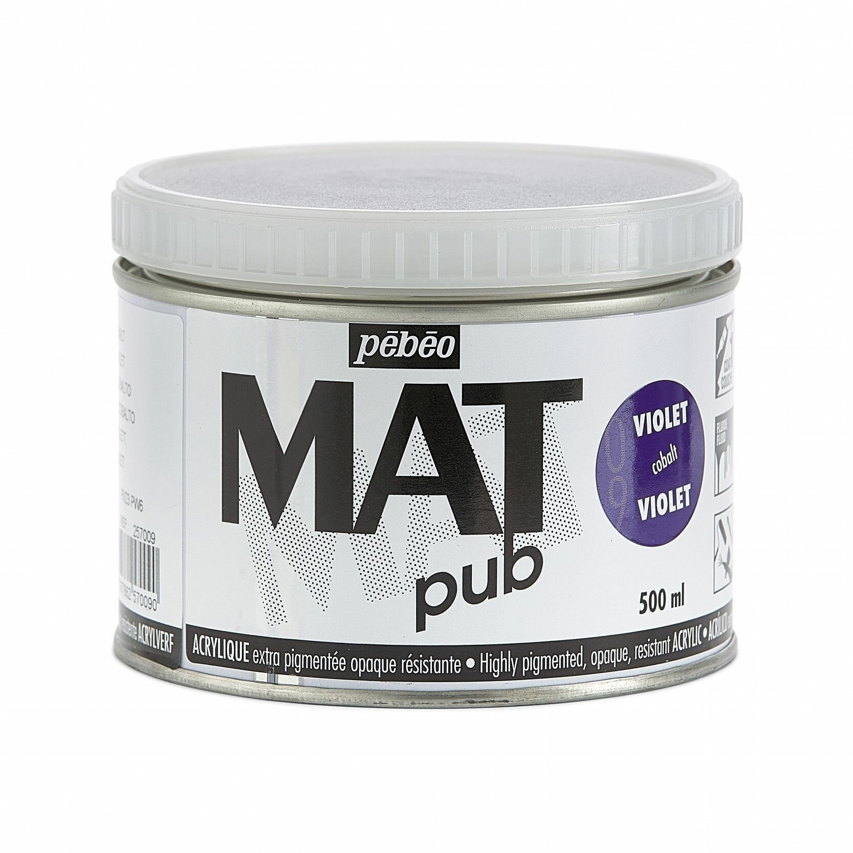 PEBEO Mat Pub краска акриловая, экстра матовая №1 500 мл, Фиолетовый кобальт, 257009