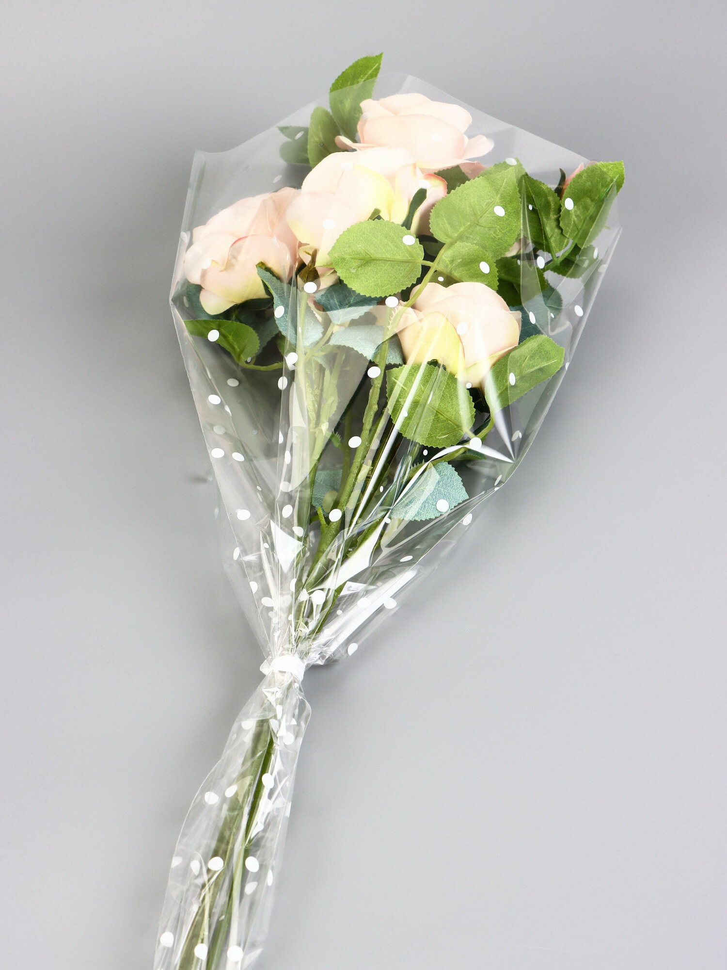 Пакет для цветов конус мини "Алиса", горох, 30x60 см, дизайн: с рисунком, надписью, 50 шт.