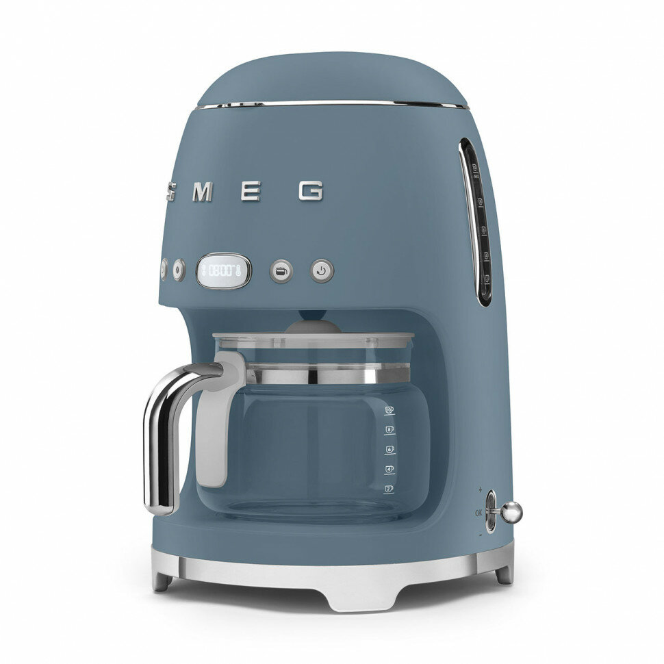 Капельная кофеварка Smeg DCF02SBMEU, синий шторм, стиль 50-х годов, 10 чашек, 1.4 л