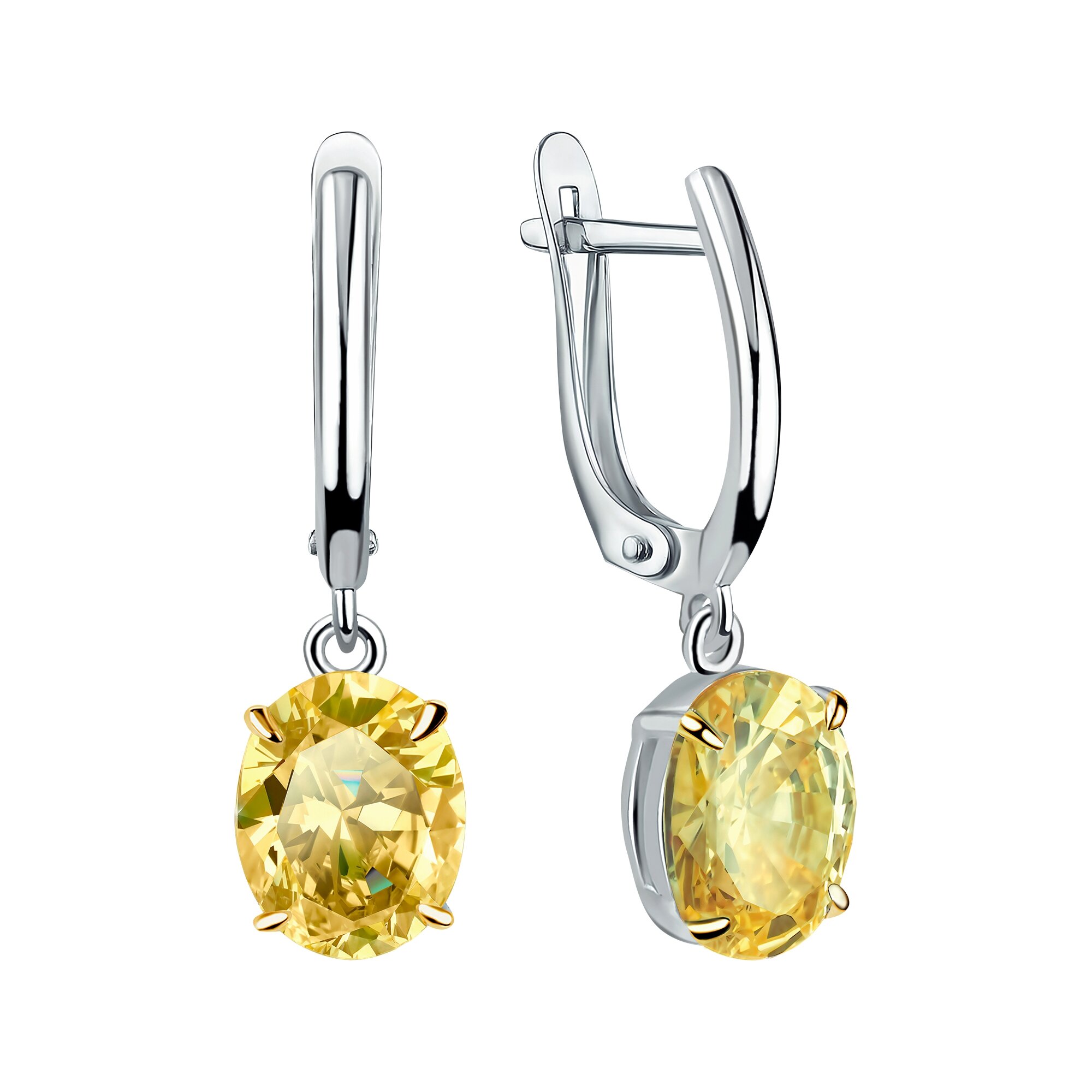 Серьги, серебро, 925 проба, родирование, фианит