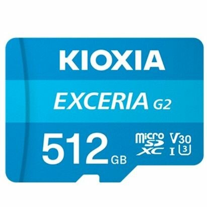 Карта памяти Kioxia Exceria G2 512 ГБ (LMEX2L512GG4) - microSDXC, UHS-I U3, V30, A1, чтение - 100 Мбайт/сек, запись - 50 Мбайт/сек