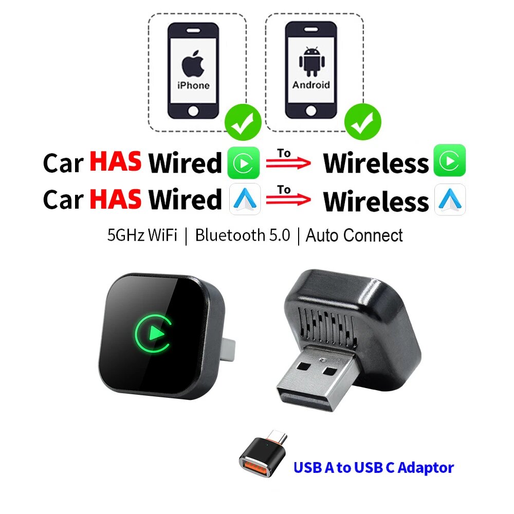Мини-адаптер EKIY, проводной к беспроводному CarPlay Android Auto Box для Audi Toyota Mazda Nissan Chevrolet Suzuki Subaru Ford Kia Skoda, EC15-DDQ, Ship in 24Hours