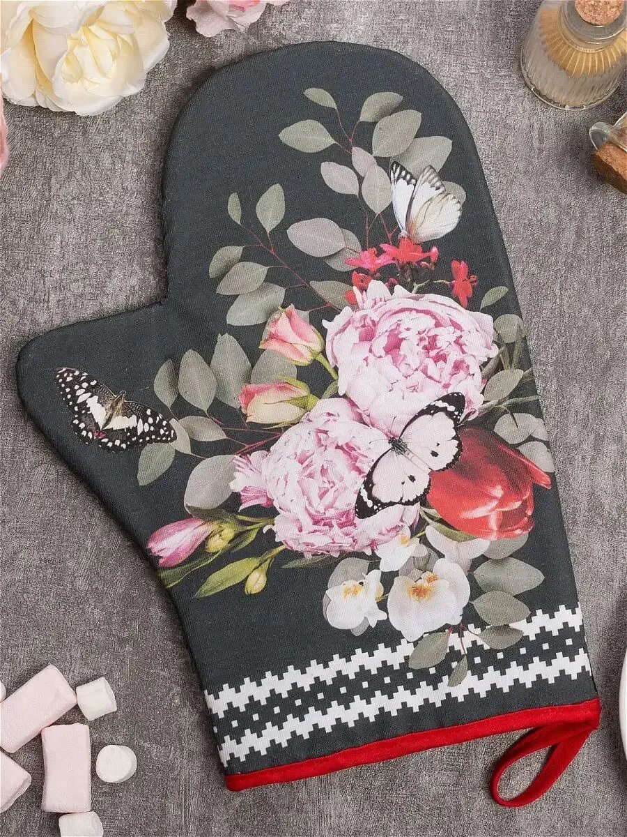 Прихватка для кухни варежка 26х16 для горячего для дома