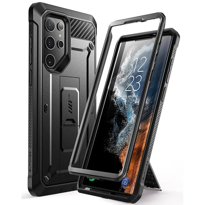 Чехол SUPCASE для Samsung Galaxy S22 Ultra (2022) 6,8-дюймовый чехол-кобура UB Pro на весь корпус без встроенной защитной пленки для экрана, Black, ПК + ТПУ