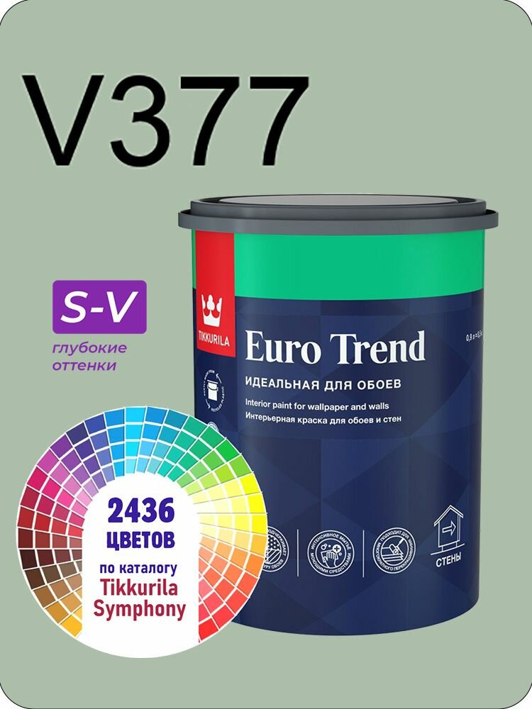 Краска для обоев Tikkurila Euro Trend 0,9л. глубокие оттенки V377