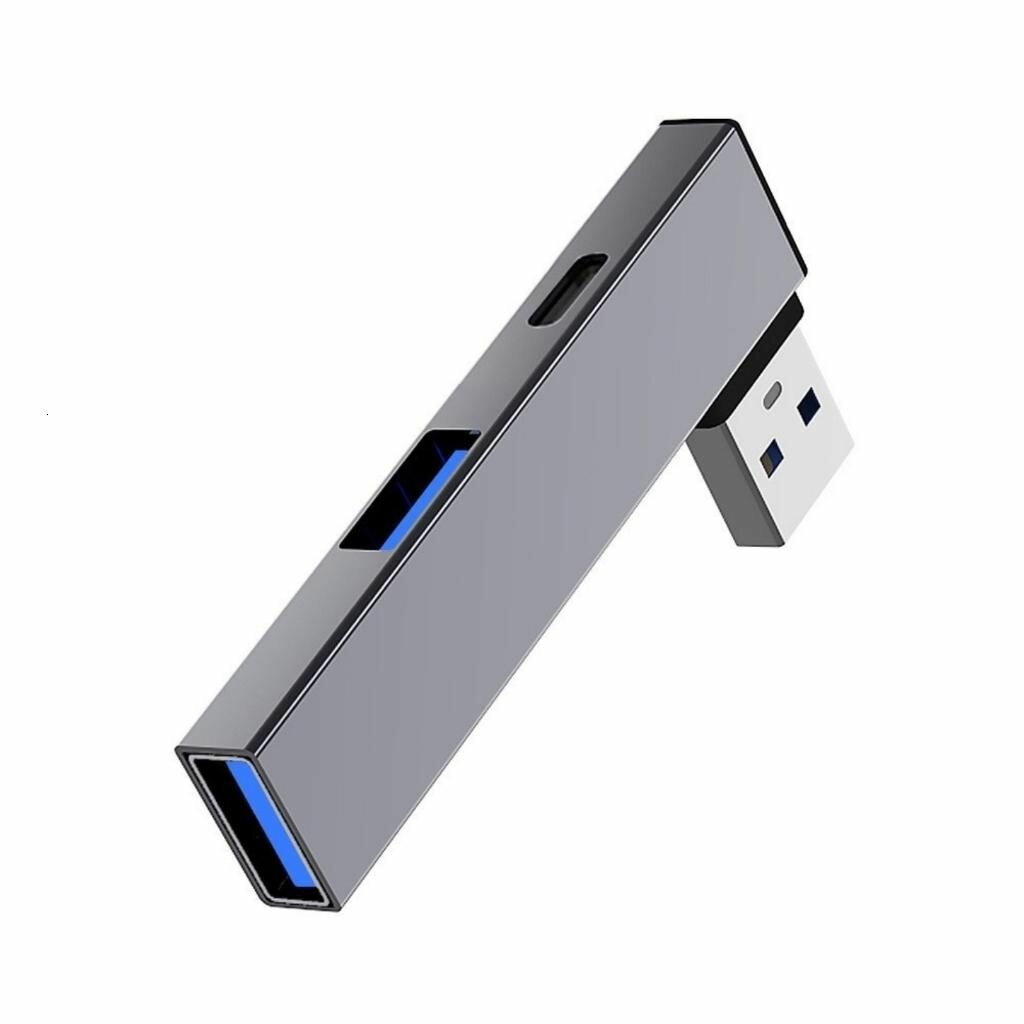 USB-концентратор, Удлинитель Elbow USB к TYPEC + 2USB-серый