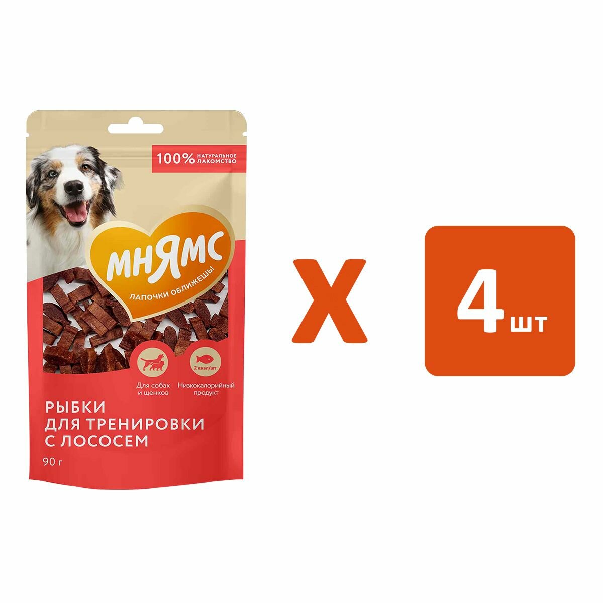 Лакомство Мнямс На Каждый День для собак тренировочные рыбки из лосося, 90 гр 4 шт