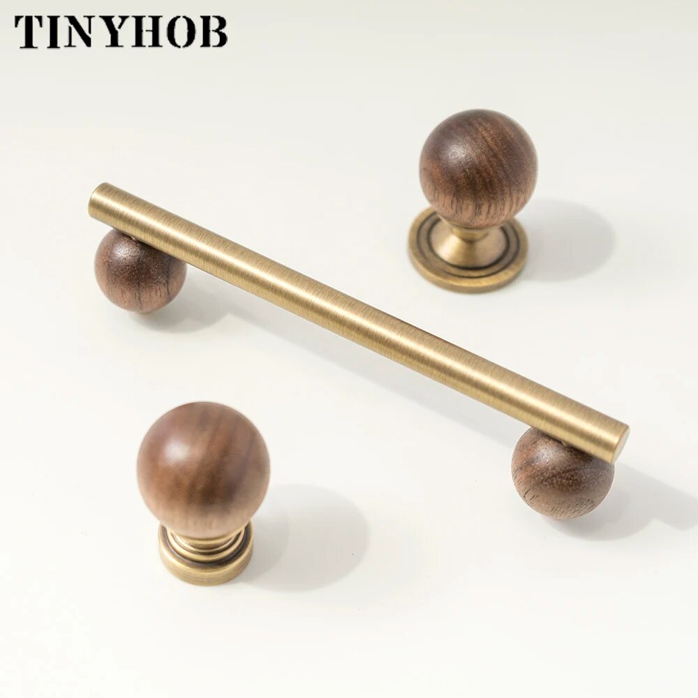 Ручки для шкафов TINYHOB бронза + орех — фото 1