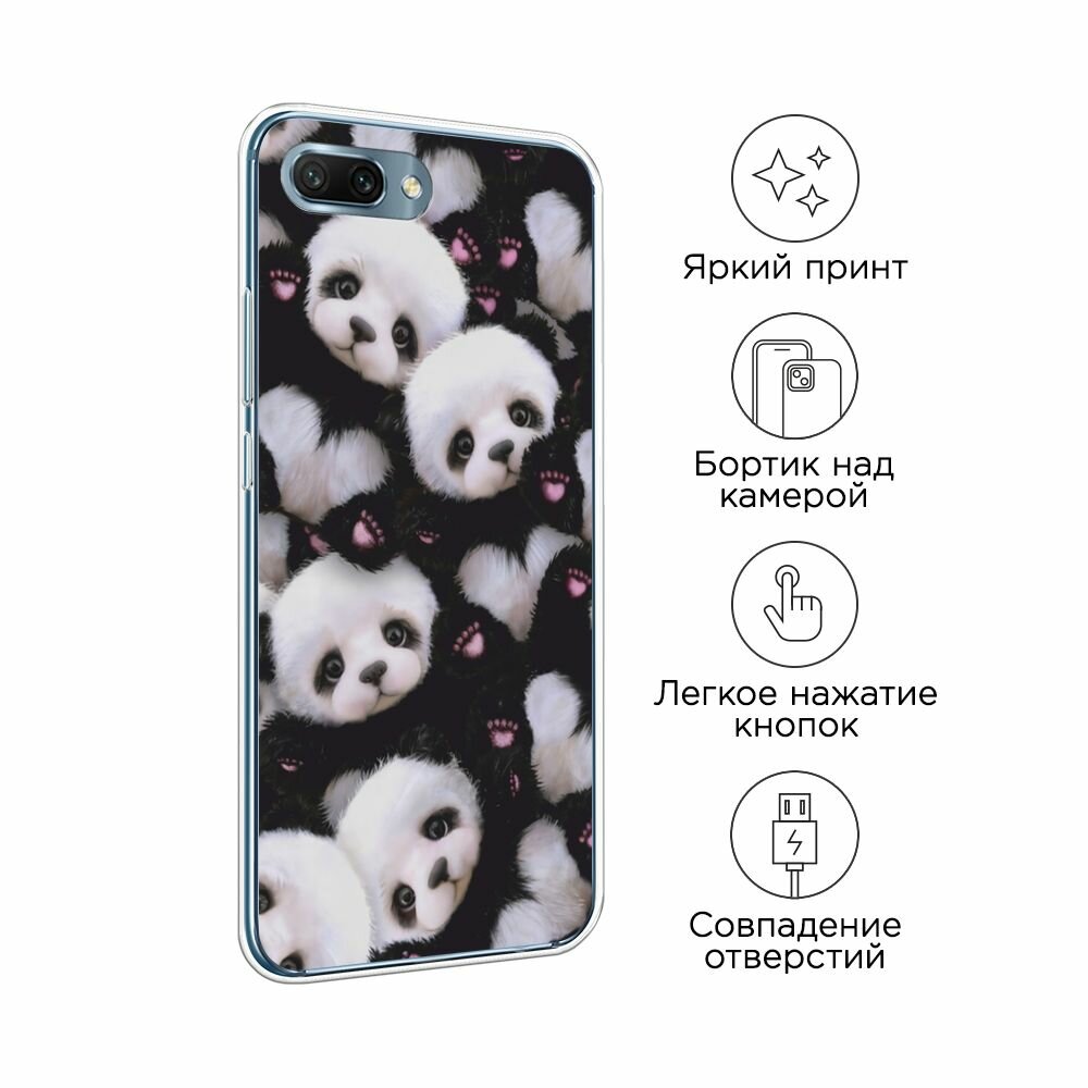 Силиконовый чехол на Honor 10 / Хонор 10 с принтом "Море панд" — фото 1