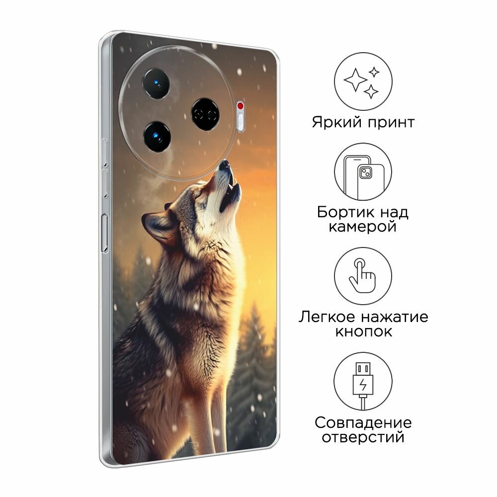 Чехол на Tecno Camon 30 Pro 5G / Текно Камон 30 Про 5G с принтом "Воющий волк" — фото 1