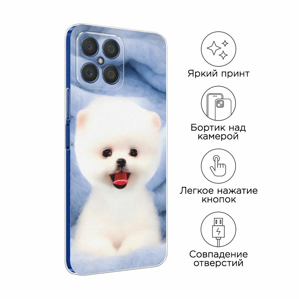 Силиконовый чехол на Honor X8 / Хонор X8 с принтом Белый пёсик — фото 1
