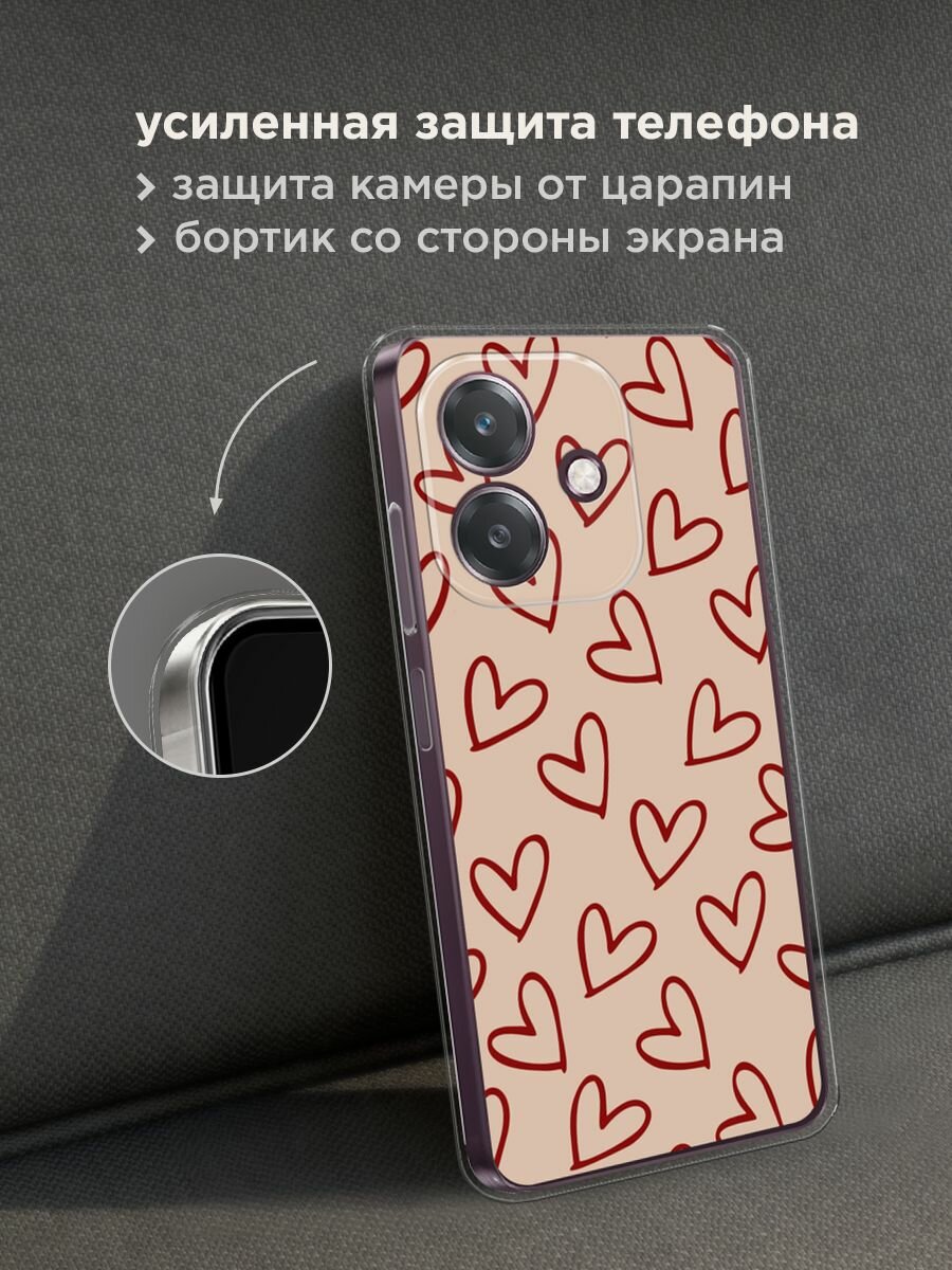 Чехол на Oppo A3/A3x / Оппо А3/A3x с принтом "Little hearts doodles 1 - 14 февраля" — фото 1