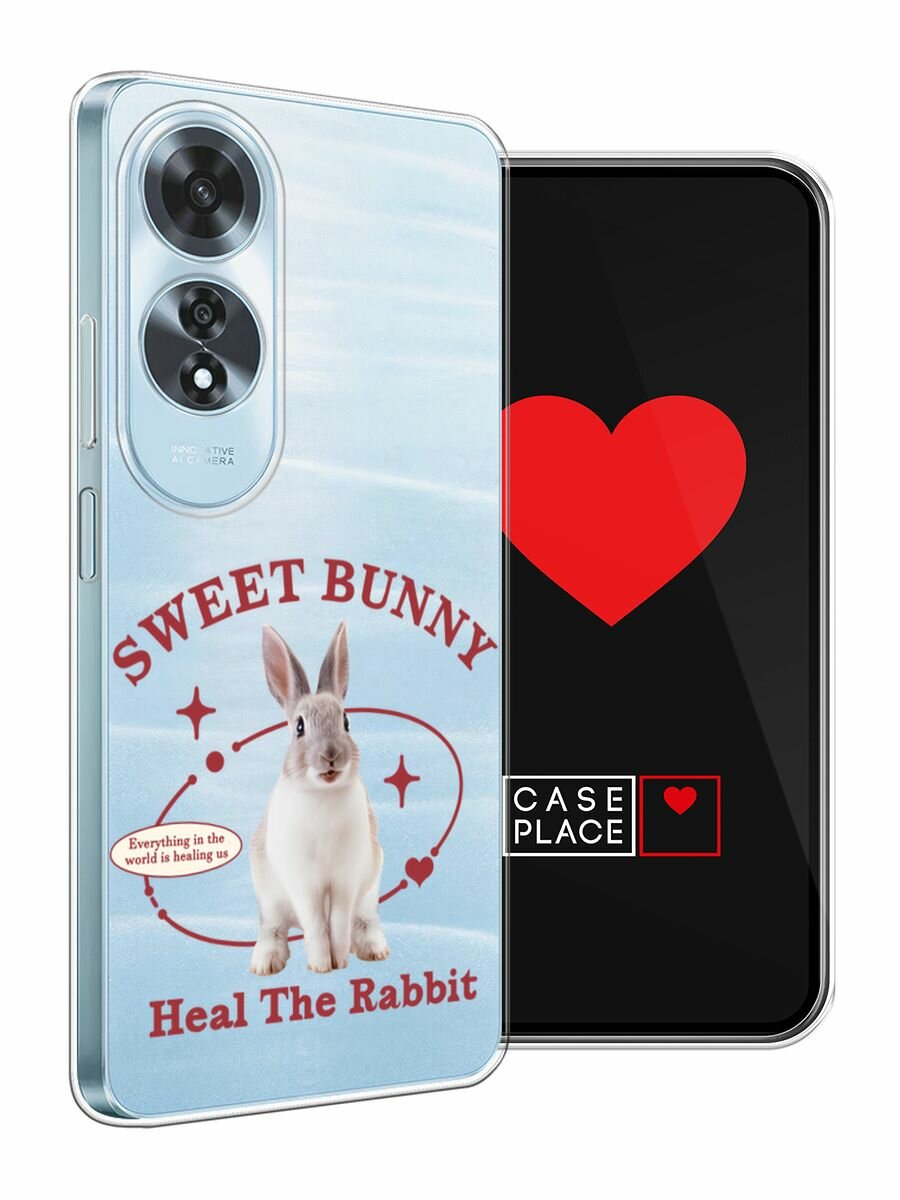 Чехол на Oppo A60 / Оппо А60 с принтом "Heal the rabbit", прозрачный — фото 1