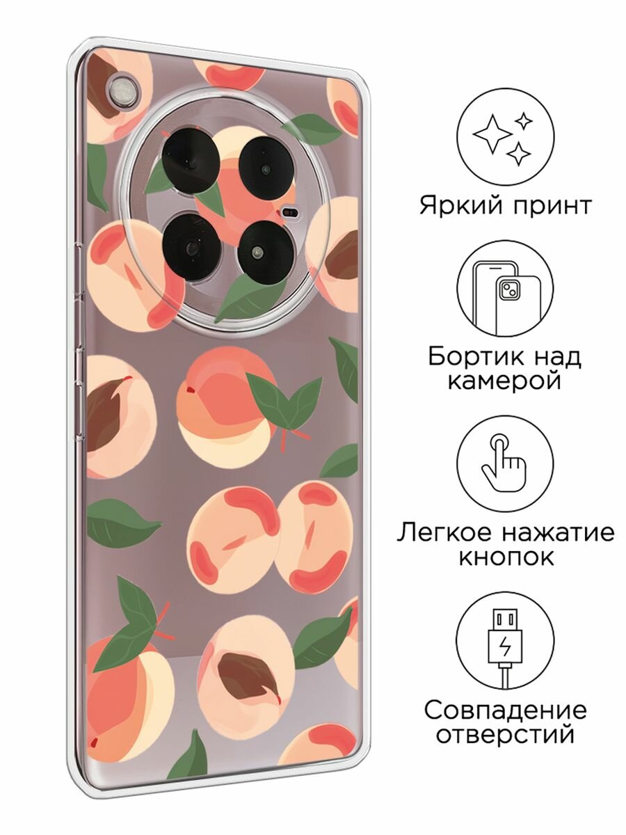 Чехол на Infinix Zero 40 4G / Инфиникс Зеро 40 4G с принтом "Нежные персики паттерн 2", прозрачный — фото 1