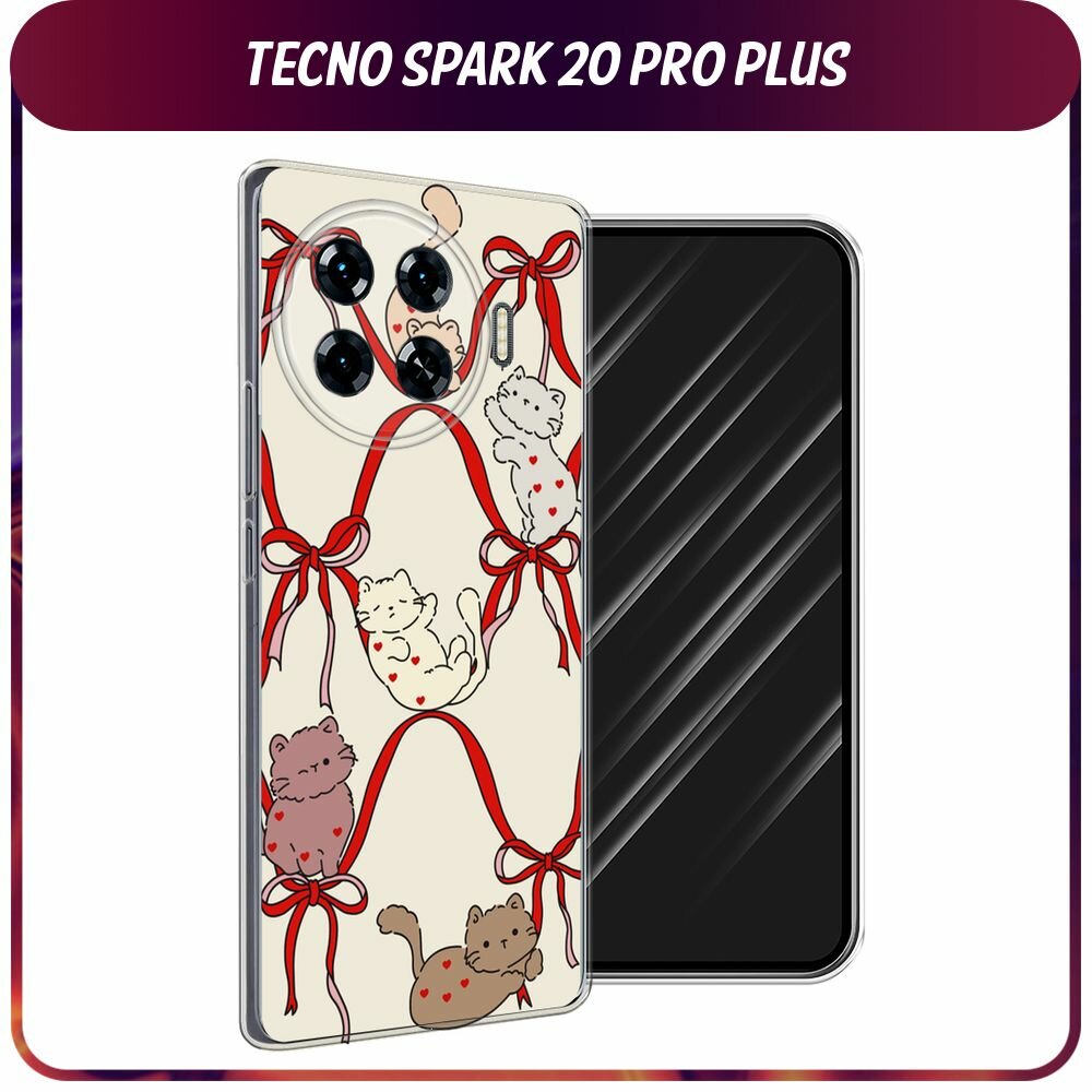 Чехол на Tecno Spark 20 Pro Plus / Текно Спарк 20 Про Плюс с принтом "Котики в ленточках 1"
