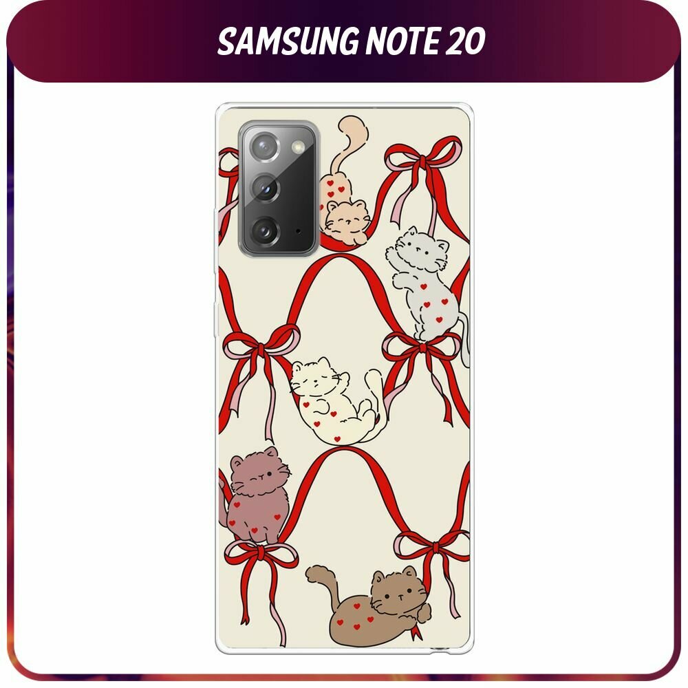 Чехол на Samsung Galaxy Note 20 / Самсунг Галакси Ноут 20 с принтом "Котики в ленточках 1"