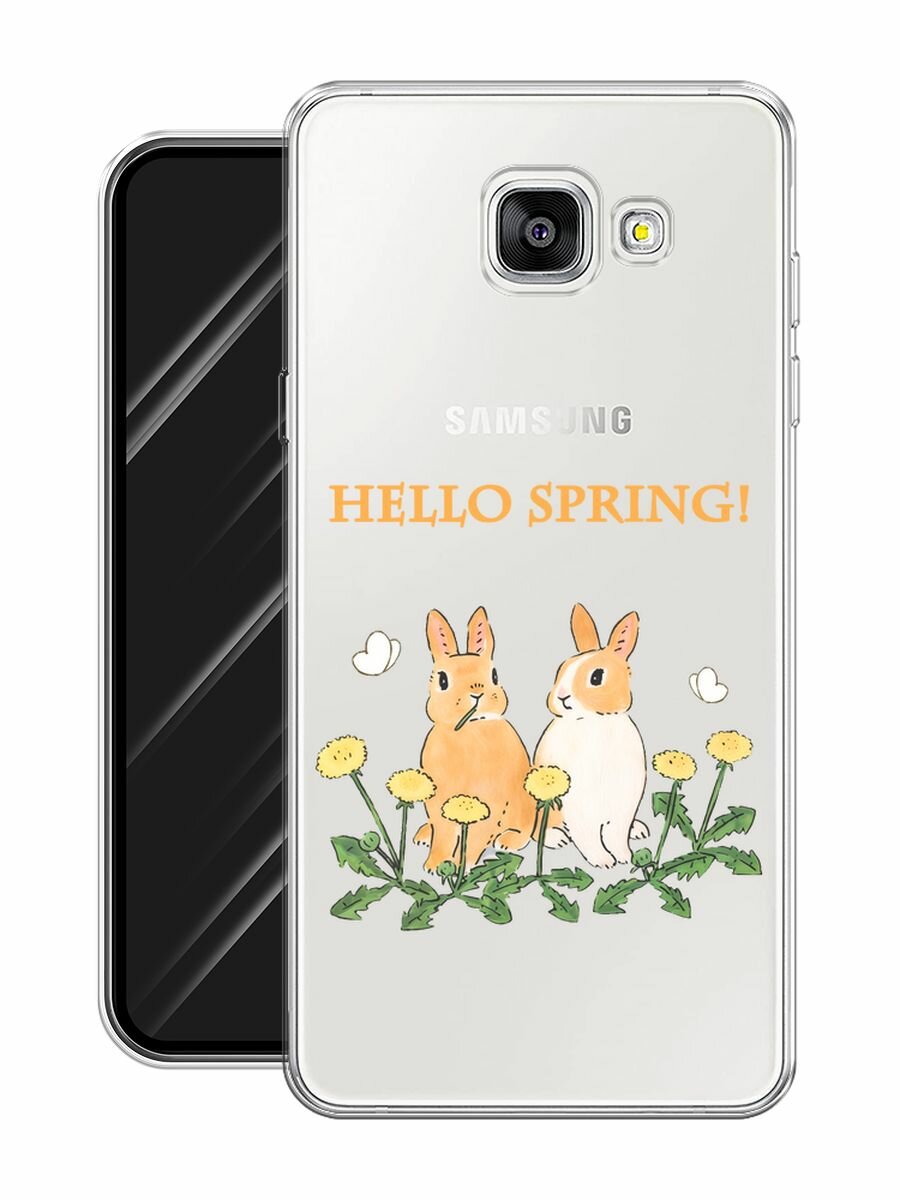 Чехол на Samsung Galaxy A5 2016 / Самсунг Галакси А5 2016 с принтом "Весенние кролики", прозрачный — фото 1