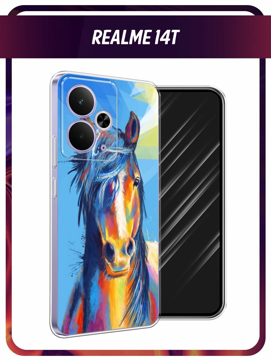Силиконовый чехол на Realme 14T / Реалми 14Т с принтом "Лошадь арт 3"