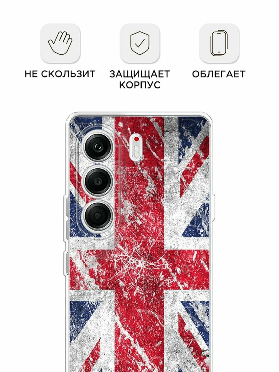 Чехол на Tecno Camon 40 Pro / Текно Камон 40 Про с принтом "Флаг британский" — фото 1