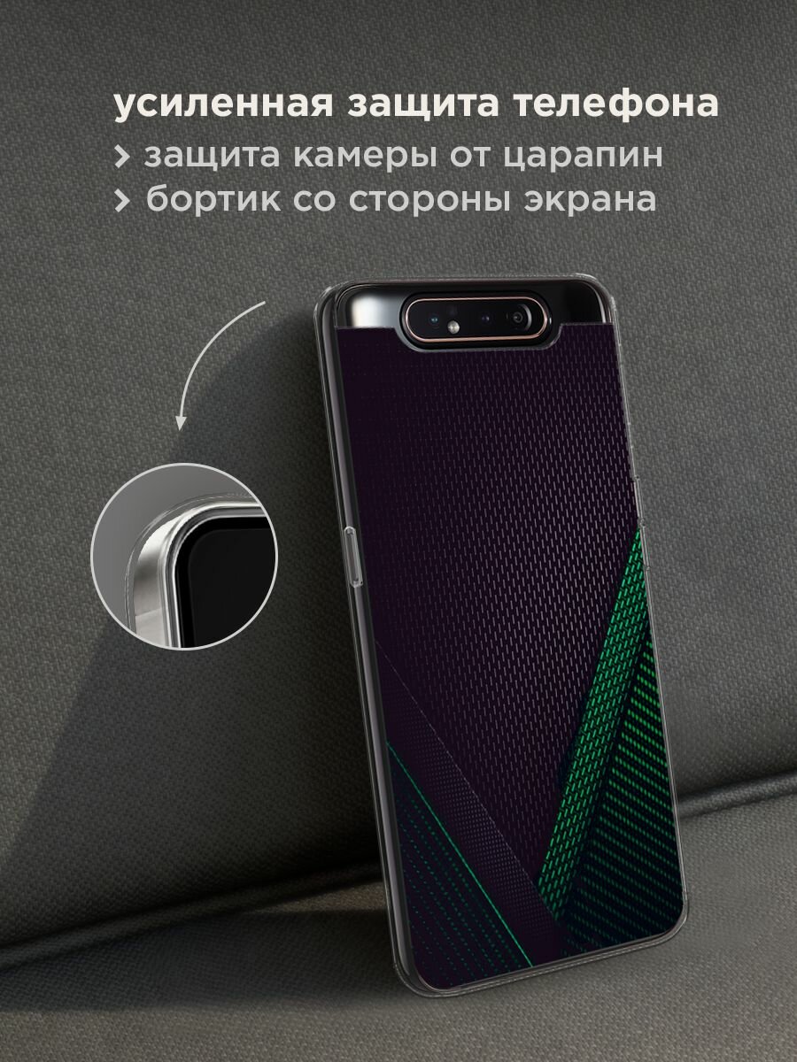 Чехол на Samsung Galaxy A80 / Самсунг Гэлакси A80 с принтом "Зеленый карбон" — фото 1