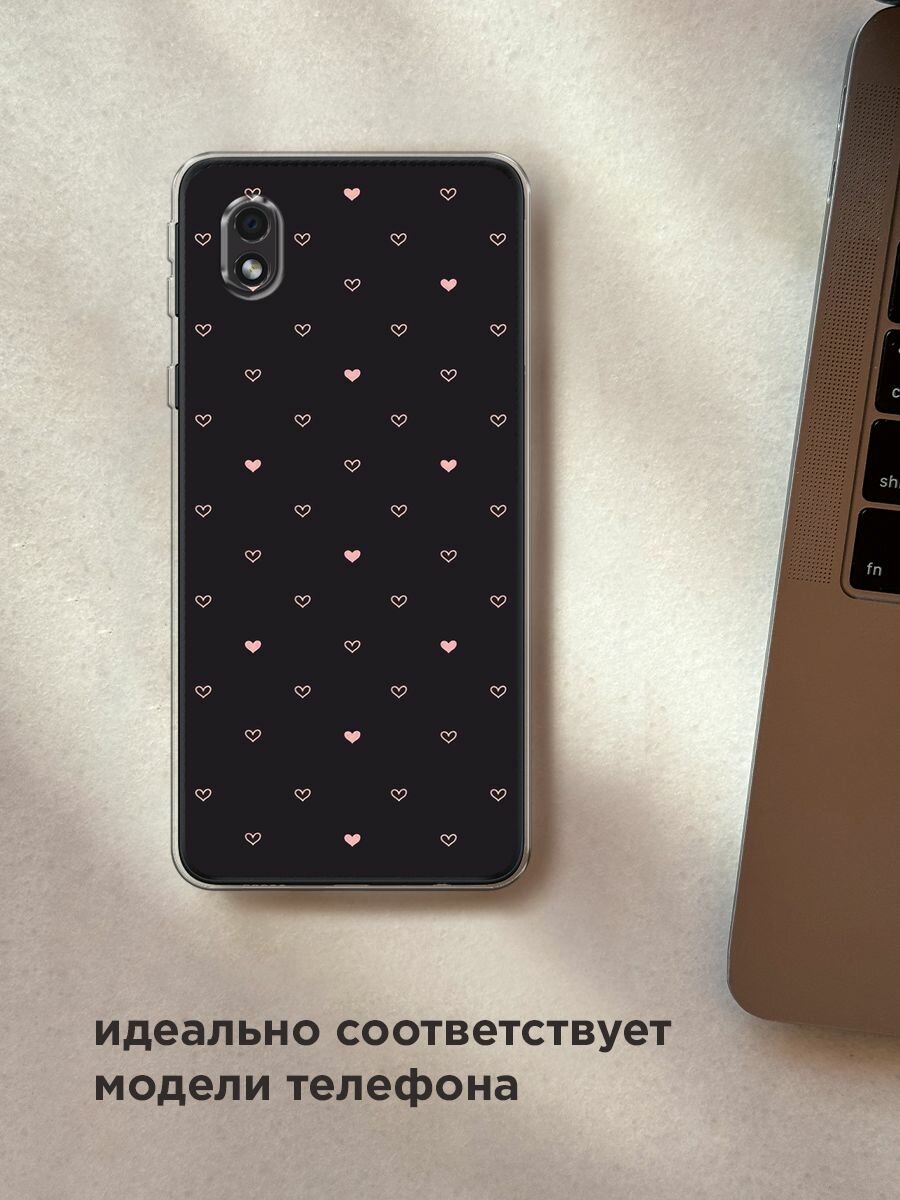 Чехол на Samsung Galaxy A01 Core / Самсунг Галакси А01 Core с принтом "Черный фон и сердечки" — фото 1