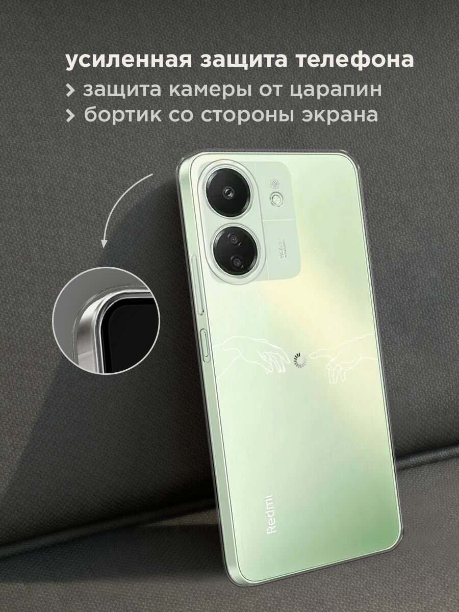 Чехол на Xiaomi Redmi 13C/Poco C65 / Сяоми Редми 13C/Поко С65 с принтом "Загрузка творения", прозрачный — фото 1