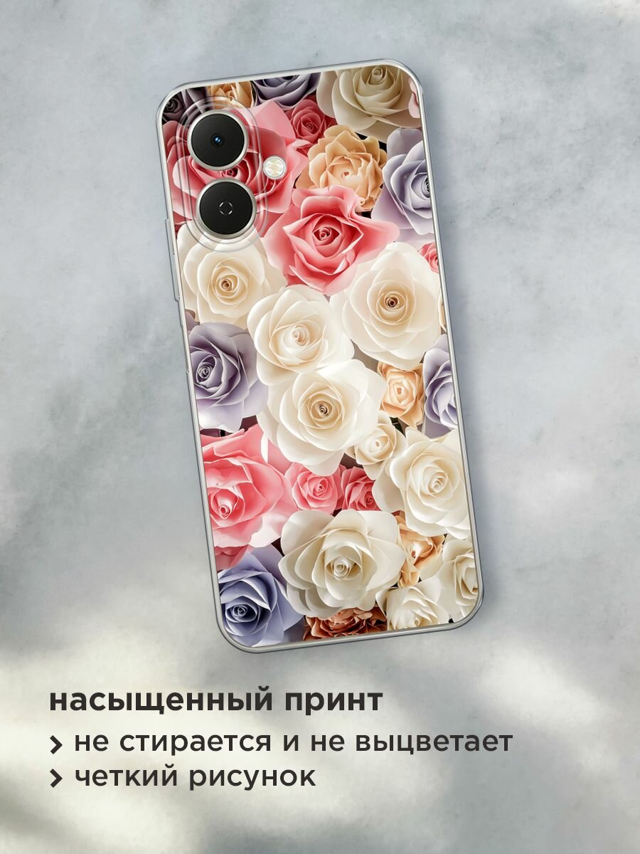 Чехол на Tecno Spark Go 2 / Текно Спарк Го 2 с принтом "Пастельные розы" — фото 1