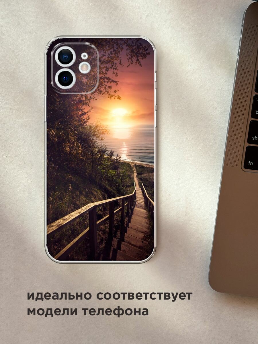 Чехол на Apple iPhone 12 mini / Айфон 12 Мини с принтом "Мост у воды" — фото 1