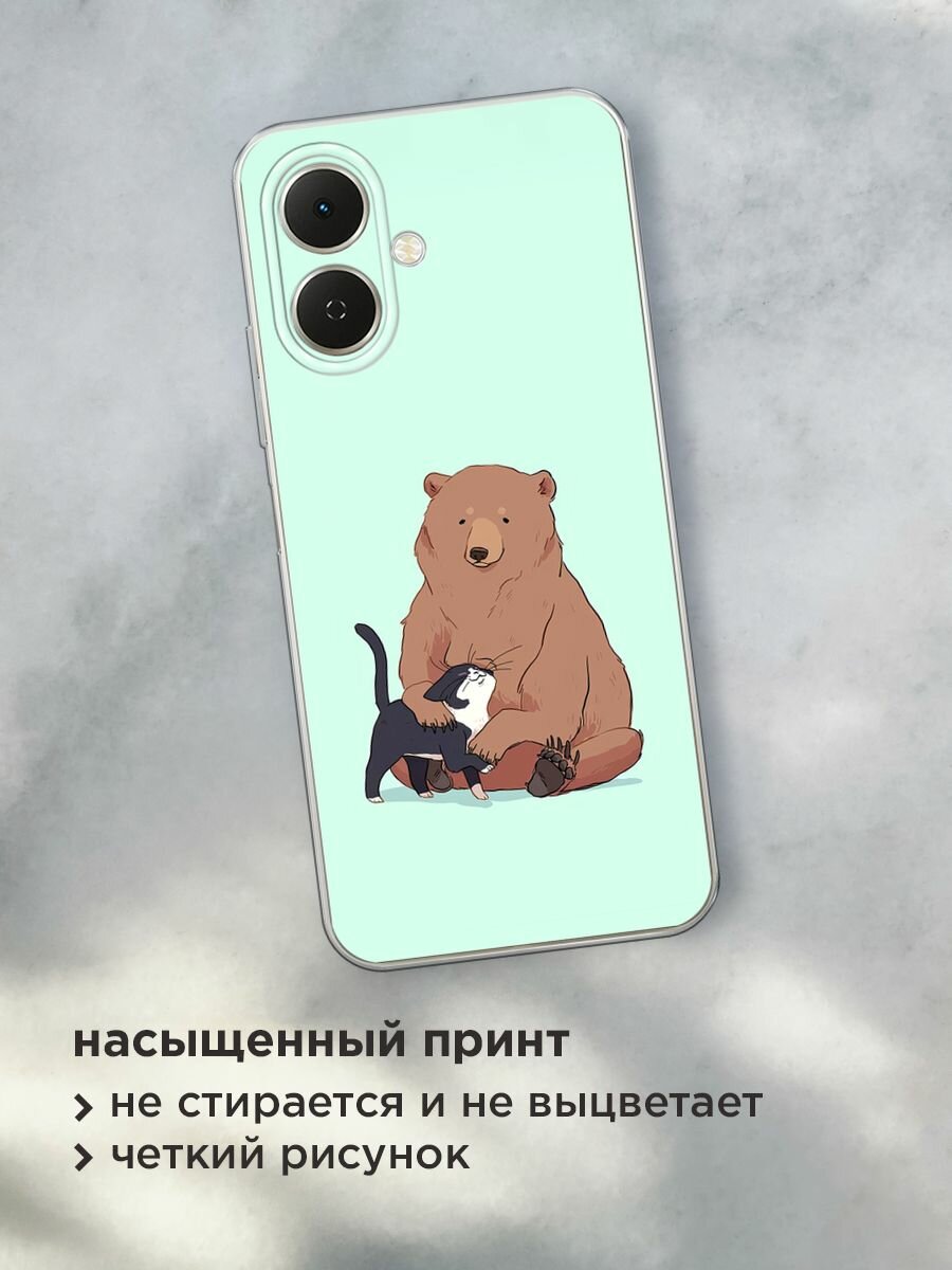 Чехол на Tecno Spark Go 2 / Текно Спарк Го 2 с принтом "Медведь и кошка дружба" — фото 1