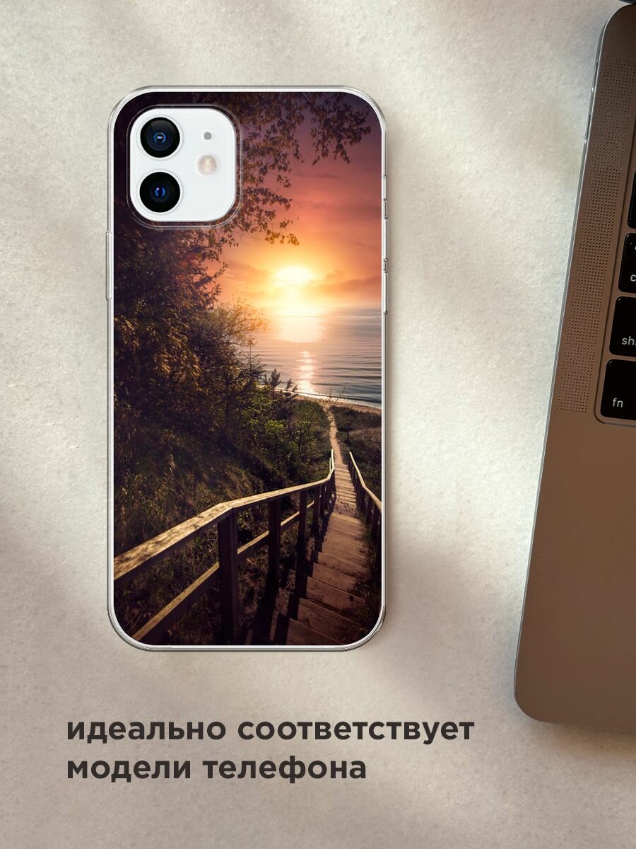 Чехол на Apple iPhone 12/12 Pro / Айфон 12/12 Про с принтом "Мост у воды" — фото 1