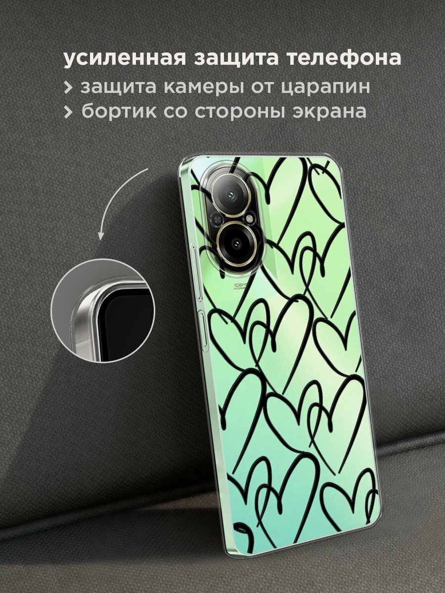 Чехол на Realme C67 4G / Реалми C67 4G с принтом "Hearts doodle black 1" — фото 1