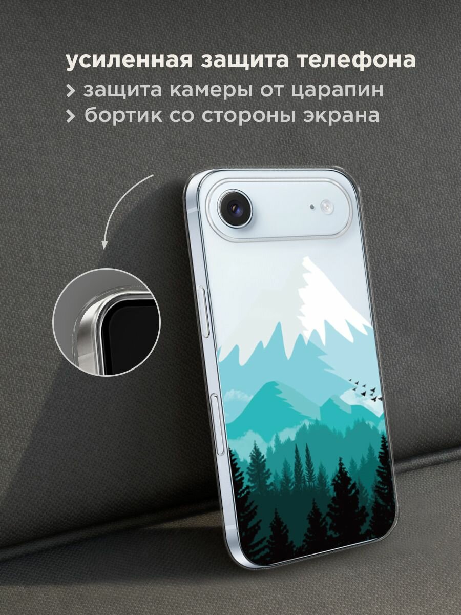 Чехол на Apple iPhone Air / Айфон Айр с принтом "Синяя снежная гора", прозрачный — фото 1