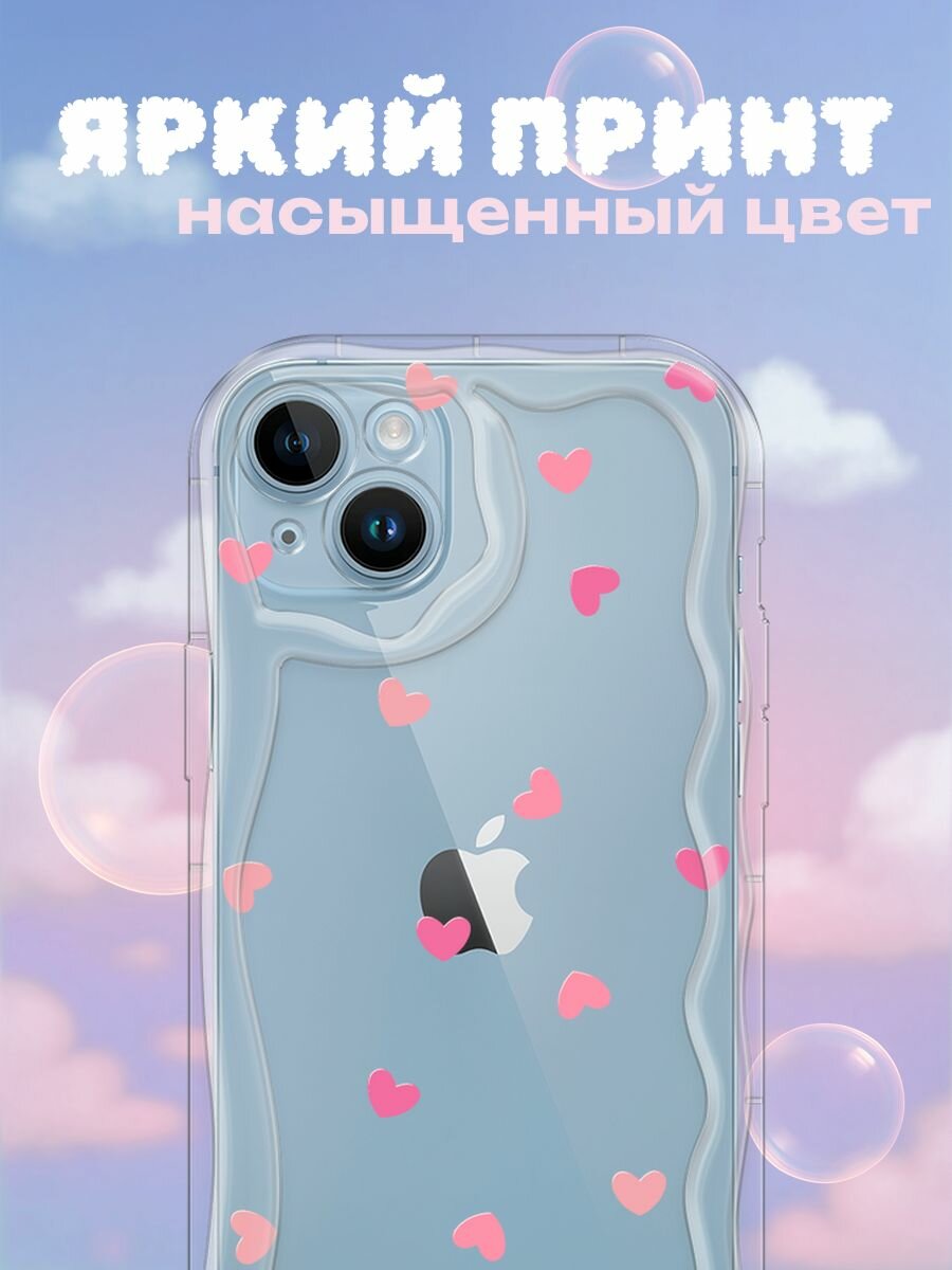Чехол на Apple iPhone 14 / Айфон 14 с принтом Паттерн разные срдечки — фото 1