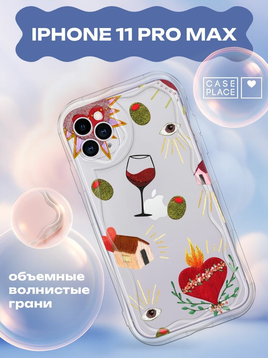 Чехол на Apple iPhone 11 Pro Max / Айфон 11 про макс с принтом "Ниточный коллаж"