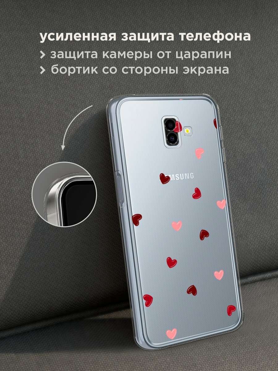 Чехол на Samsung Galaxy J6 + / Самсунг Галакси J6 Плюс 2018 с принтом "Бордовые сердечки 2" — фото 1