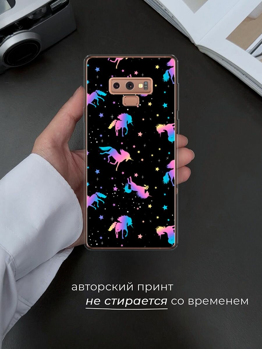 Чехол на Samsung Galaxy Note 9 / Самсунг Галакси Нот 9 с принтом "Единороги градиент" — фото 1