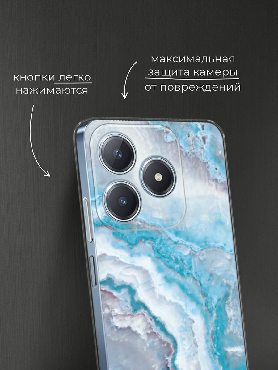 Чехол на Realme C63 / Реалми С63 с принтом "Нежно-голубой мрамор" — фото 1