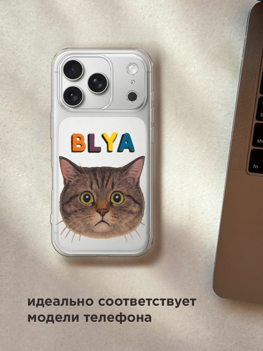 Чехол на Apple iPhone 17 Pro / Айфон 17 Про с принтом "Серый котик", прозрачный — фото 1