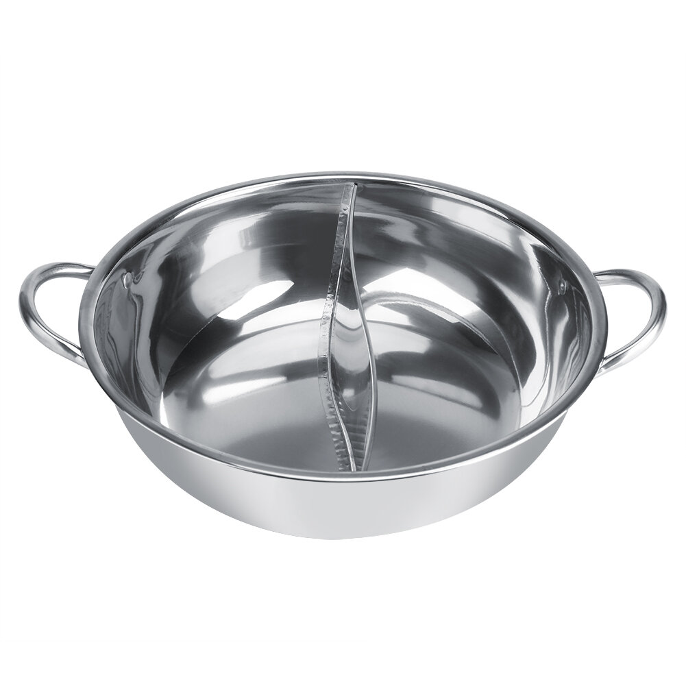 Thick Stainless Steel Hot Pot Two Flavor Separation Induction Cooker Usable 29cm